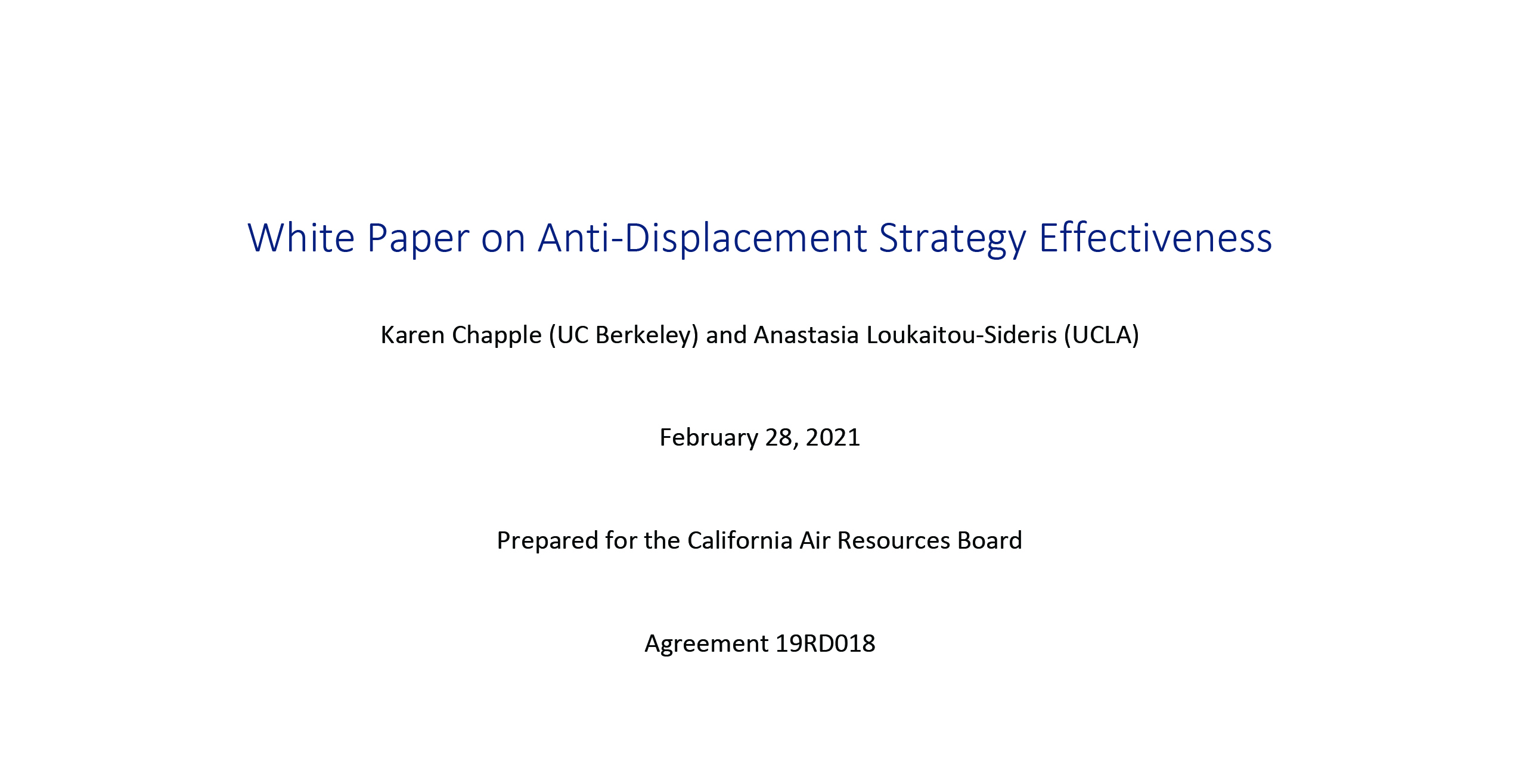 White Paper on Anti-Displacement Policy Effectiveness - Urban Displacement